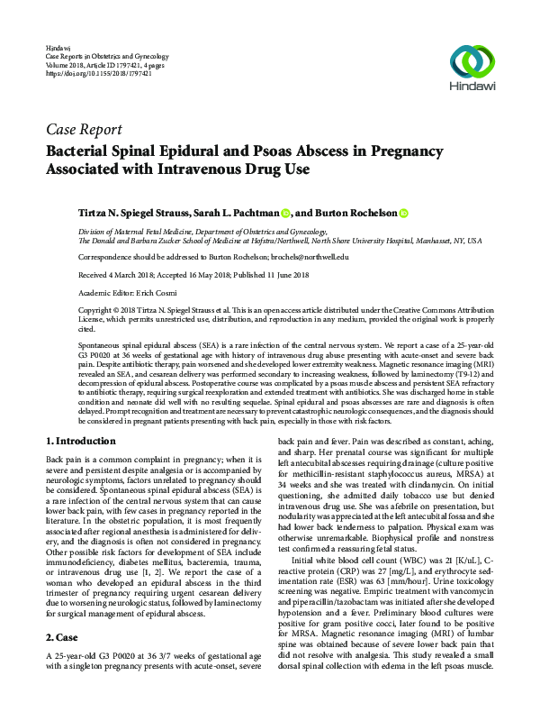 (PDF) Bacterial Spinal Epidural and Psoas Abscess in Pregnancy ...