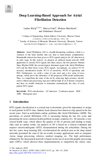 Deep Learning Based Approach For Atrial Fibrillation Detection