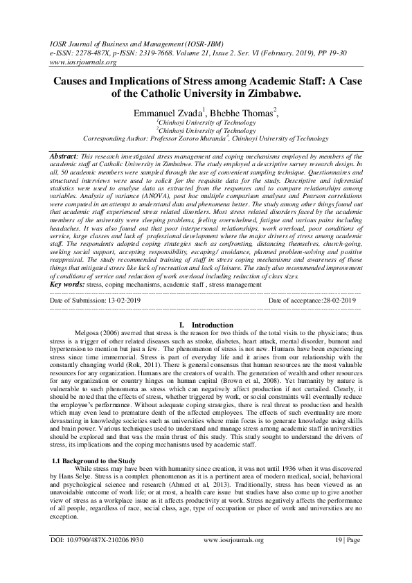 (PDF) Causes and Implications of Stress among Academic Staff: A Case of ...