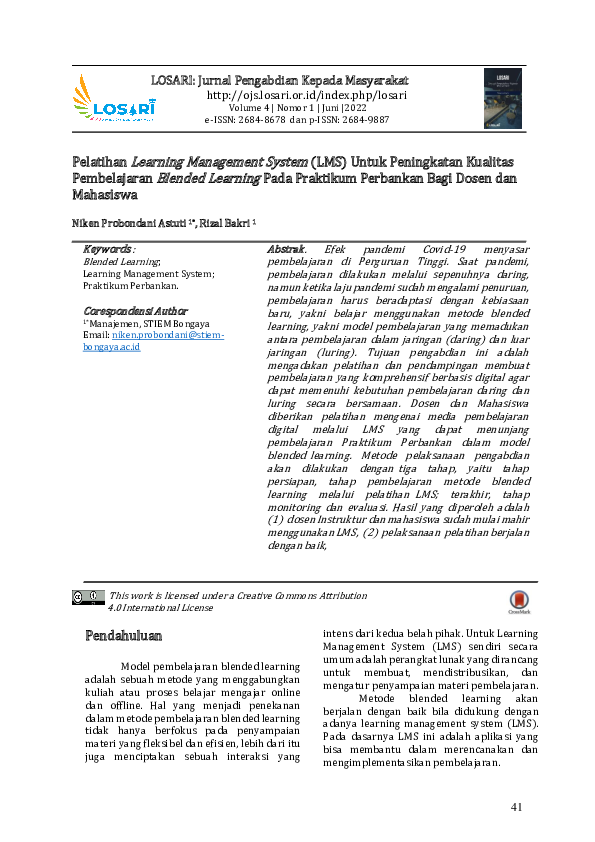 (PDF) Pelatihan Learning Management System (LMS) Untuk Peningkatan Kualitas Pembelajaran Blended ...