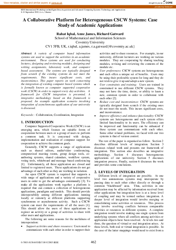(PDF) A collaborative platform for heterogeneous CSCW systems: case ...