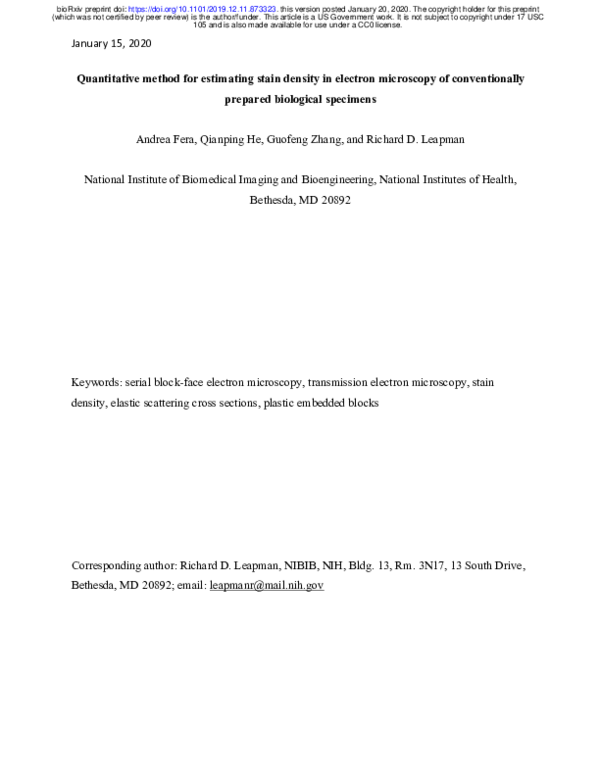 (PDF) Quantitative method for estimating stain density in electron ...