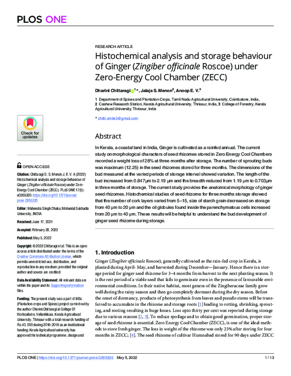 (PDF) Histochemical analysis and storage behaviour of Ginger (Zingiber ...