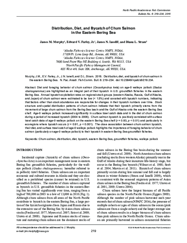 (PDF) Distribution, Diet, and Bycatch of Chum Salmon in the Eastern ...