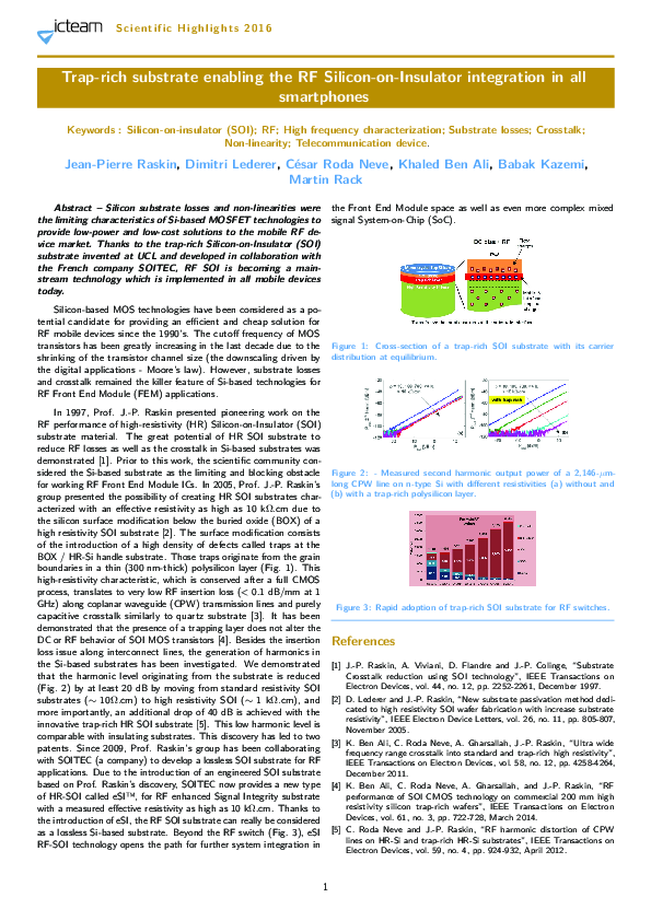 (PDF) Trap-rich substrate enabling the RF Silicon-on-Insulator integration in all smartphones