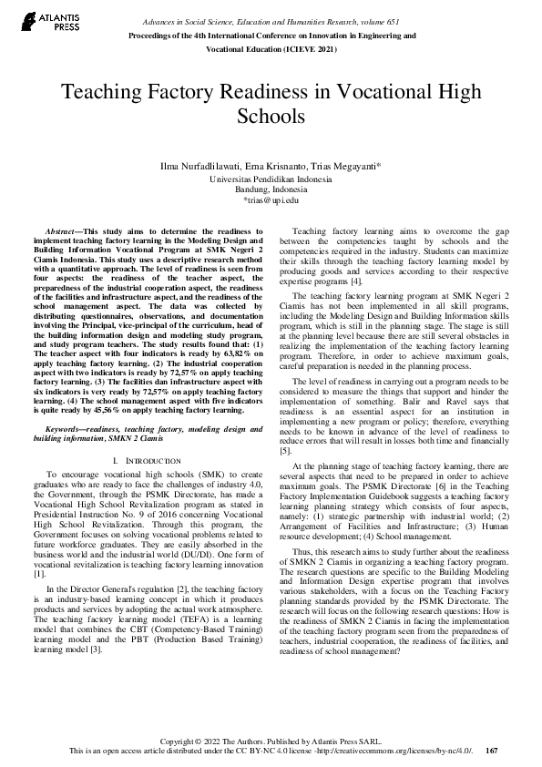 (PDF) Teaching Factory Readiness in Vocational High Schools