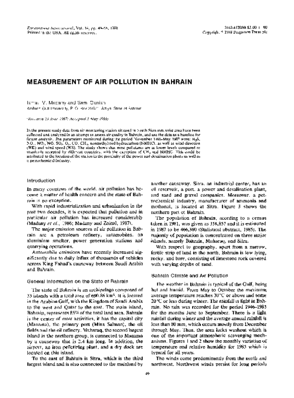(PDF) Measurement of air pollution in Bahrain