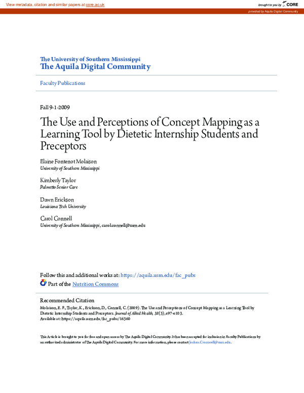 (PDF) The use and perceptions of concept mapping as a learning tool by dietetic internship ...