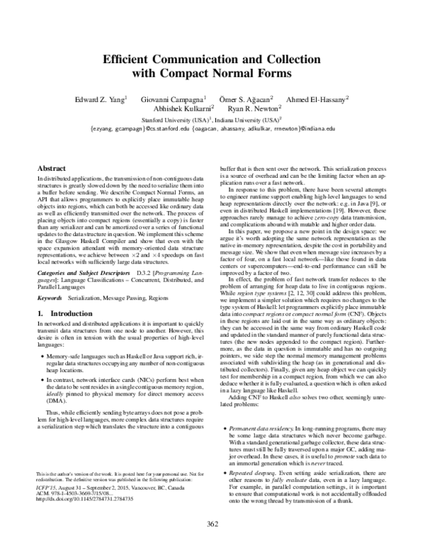 (PDF) Efficient communication and collection with compact normal forms ...