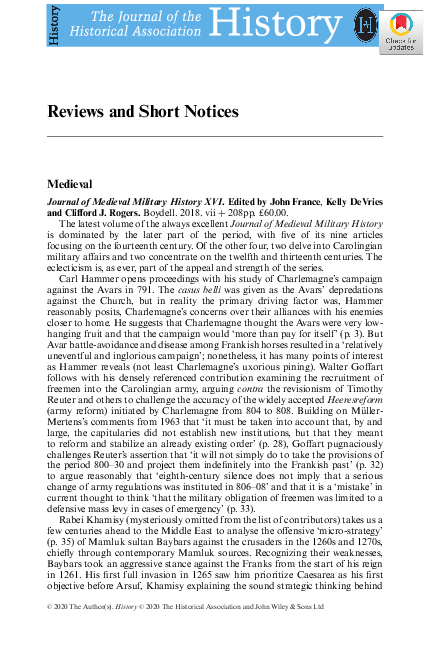 (PDF) Journal of Medieval Military History XVI. Edited by John France ...