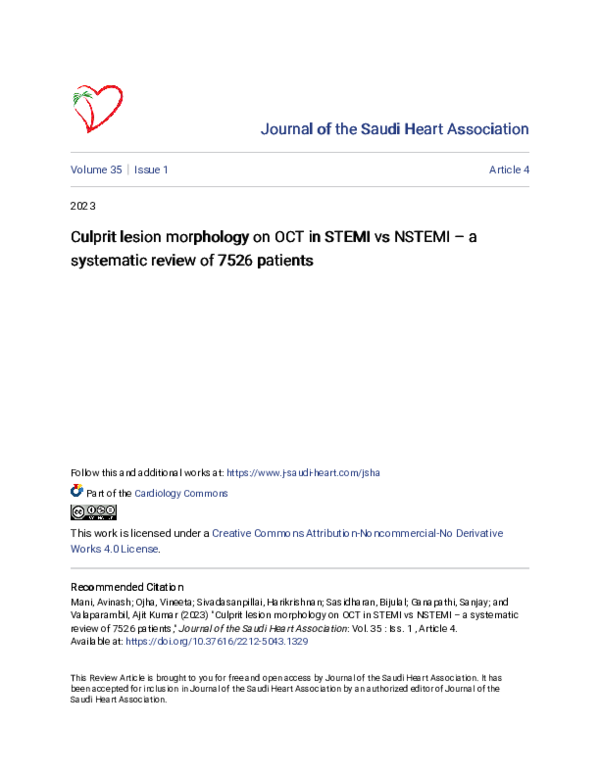 (PDF) Culprit lesion morphology on OCT in STEMI vs NSTEMI – a ...