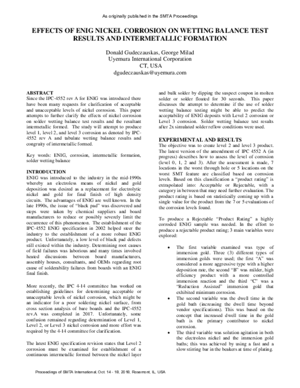 (PDF) Effects of Enig Nickel Corrosion on Wetting Balance Test Results ...