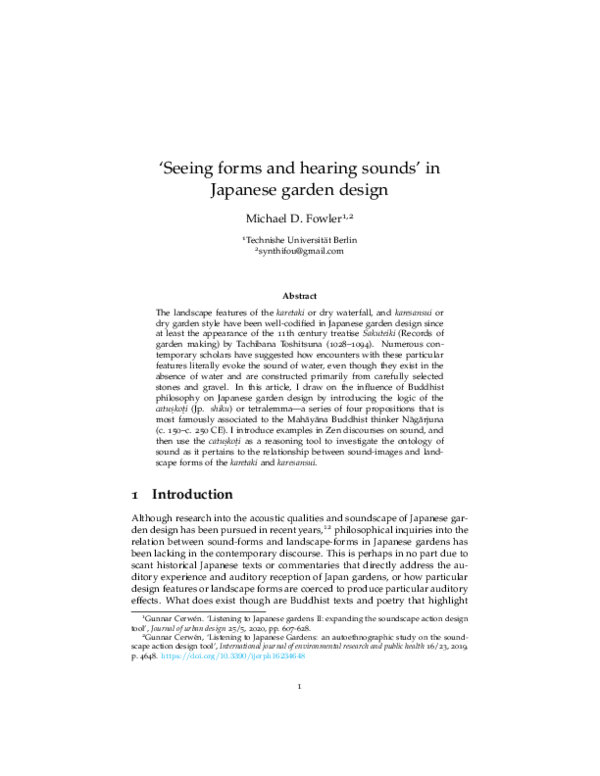 (PDF) 'Seeing forms and hearing sounds' in Japanese garden design