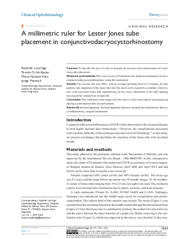 (PDF) A millimetric ruler for Lester Jones tube placement in ...