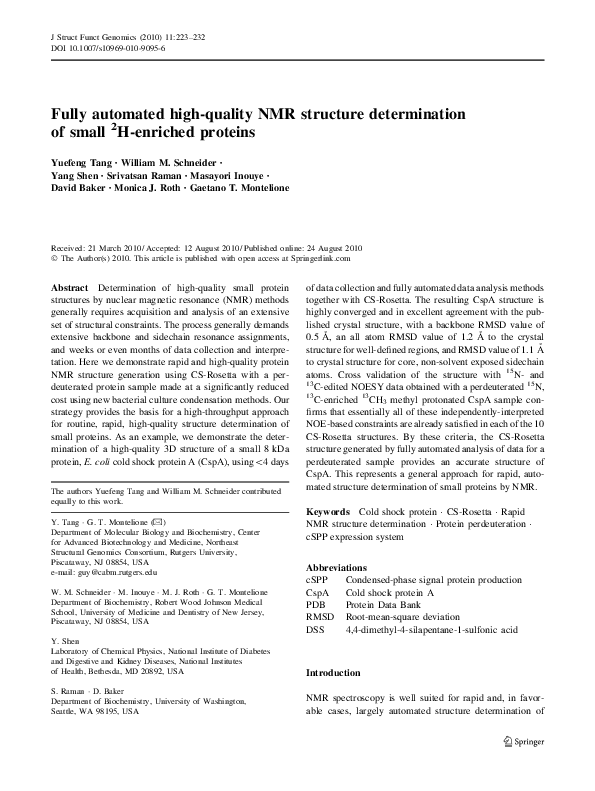 (PDF) Fully automated high-quality NMR structure determination of small 2H-enriched proteins ...
