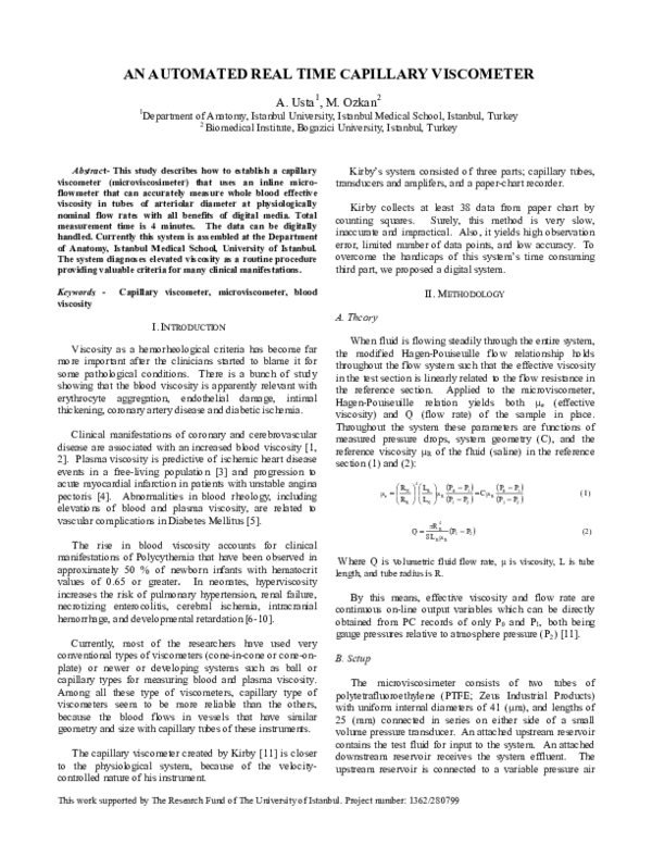 (PDF) An automated real time capillary viscometer