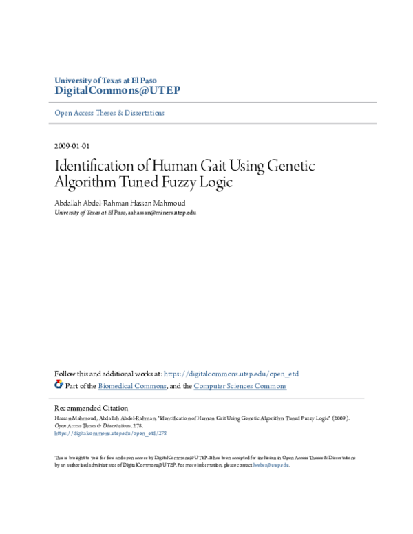 (PDF) Identification of human gait using genetic algorithm tuned fuzzy ...
