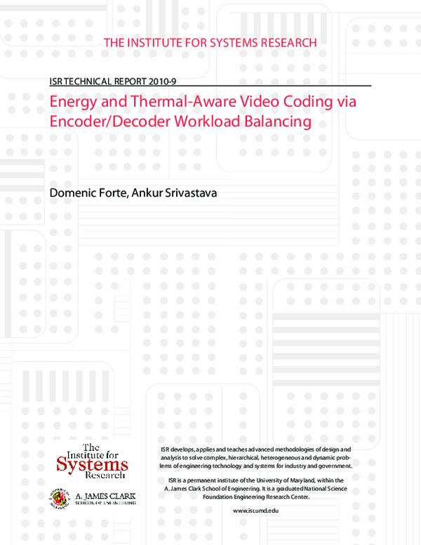 Pdf Energy And Thermal Aware Video Coding Via Encoderdecoder Workload Balancing