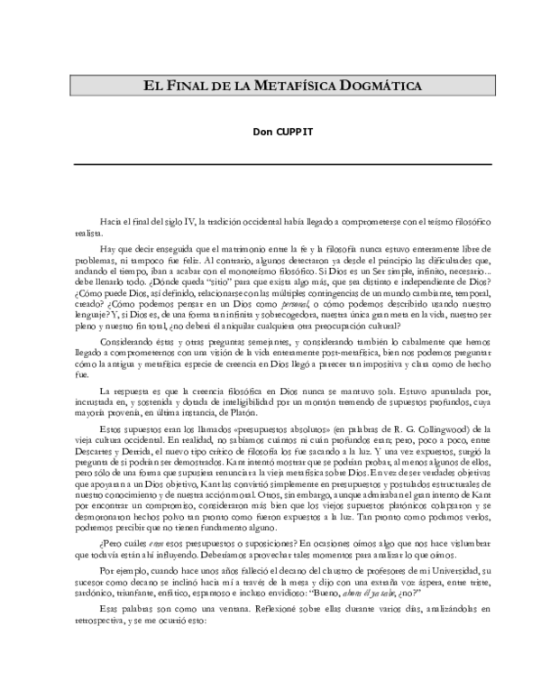 (PDF) RELaT nº 391 CUPPIT-El fin de la metafísica dogmática