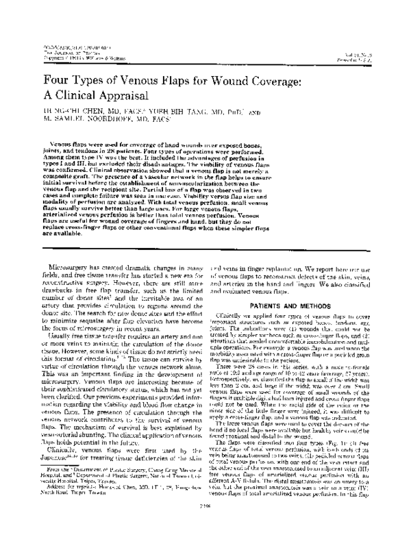 (PDF) Four Types of Venous Flaps for Wound Coverage
