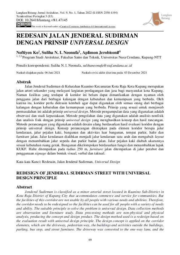 (PDF) Redesain Jalan Jenderal Sudirman Dengan Prinsip Universal Design