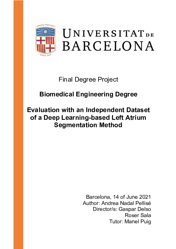 (PDF) Final Degree Project Biomedical Engineering Degree Evaluation with an Independent Dataset ...