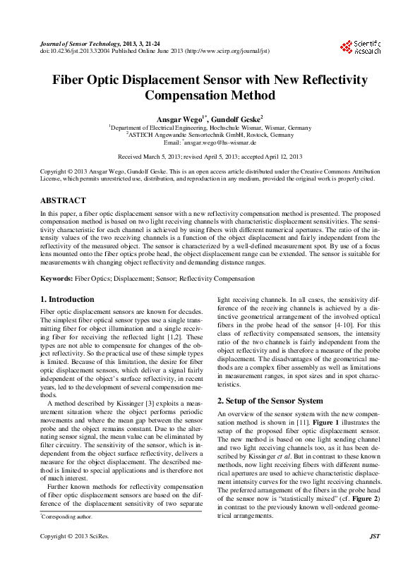 (PDF) Fiber Optic Displacement Sensor with New Reflectivity ...