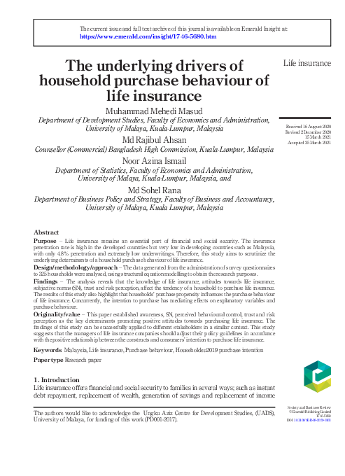 (PDF) The underlying drivers of household purchase behaviour of life ...