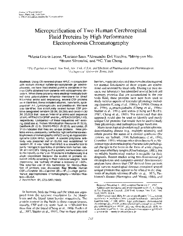 (PDF) Micropurification of Two Human Cerebrospinal Fluid Proteins by ...