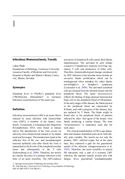 (PDF) Infectious Mononucleosis, Tonsils