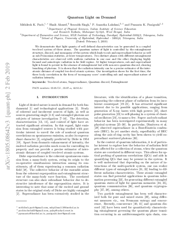 (PDF) Quantum Light on Demand