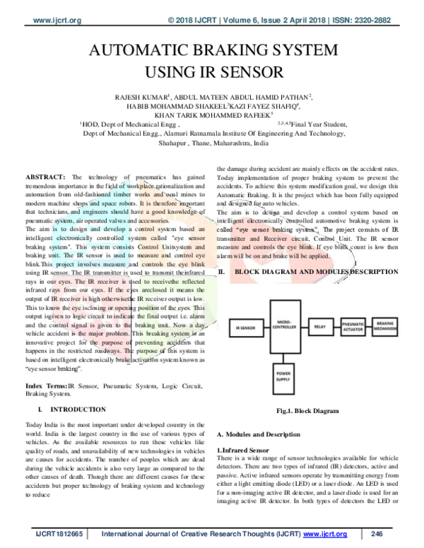 (PDF) Automatic Braking System Using Ir Sensor
