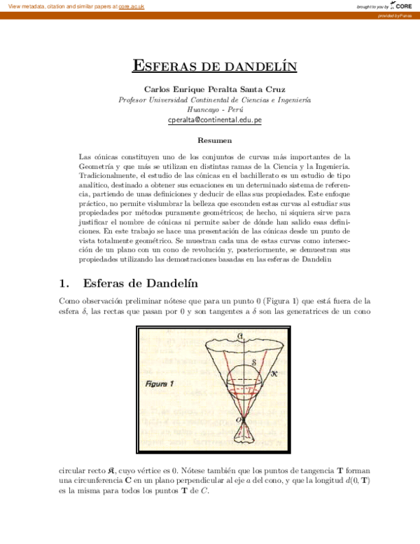 (PDF) Esferas de Dandelín