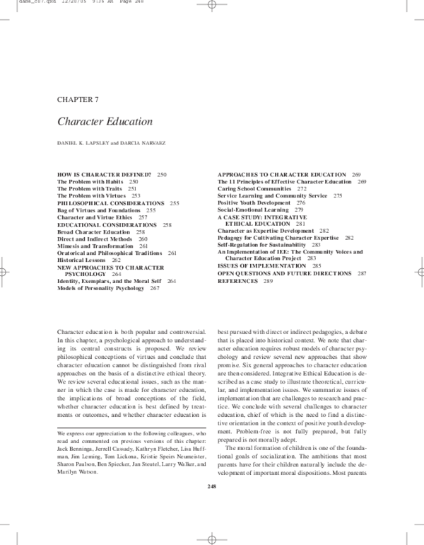 (PDF) Character Education