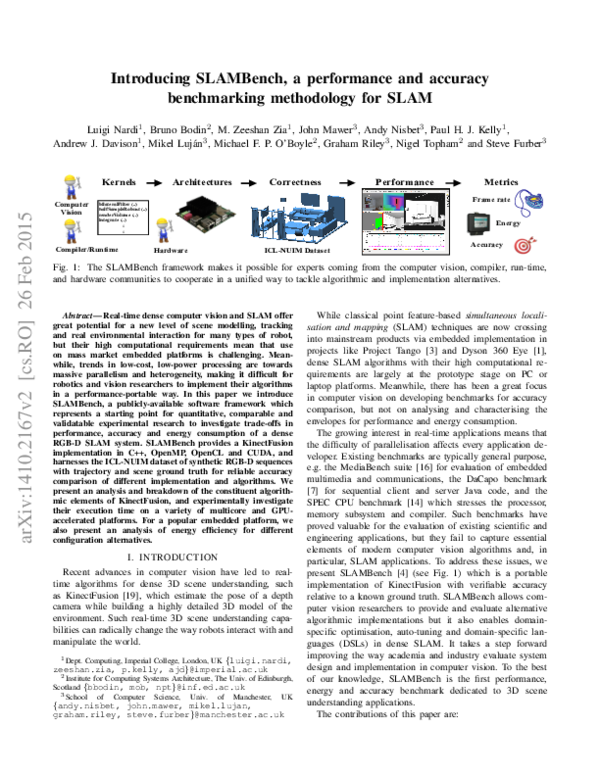 (PDF) Introducing SLAMBench, a performance and accuracy benchmarking methodology for SLAM