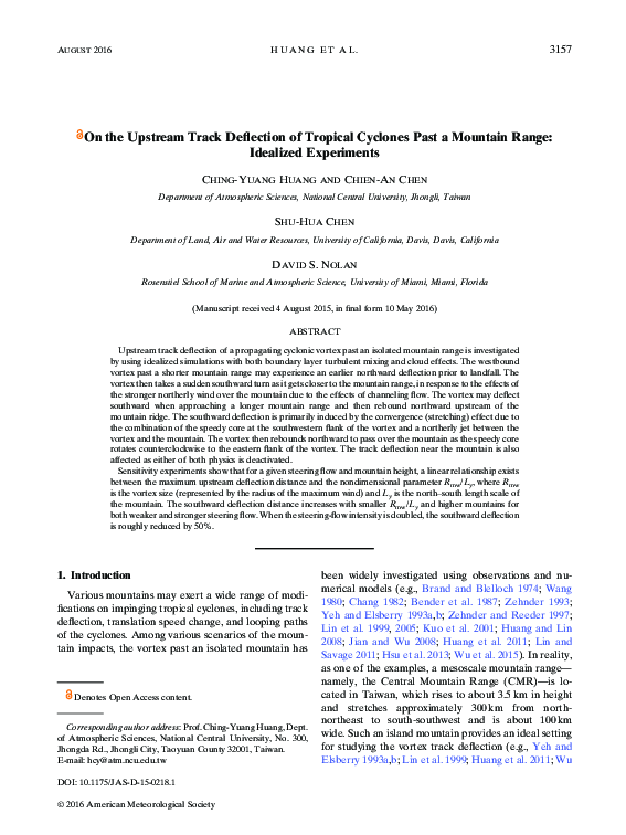 (PDF) On the Upstream Track Deflection of Tropical Cyclones Past a ...
