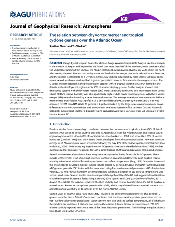 (PDF) The relation between dry vortex merger and tropical cyclone ...