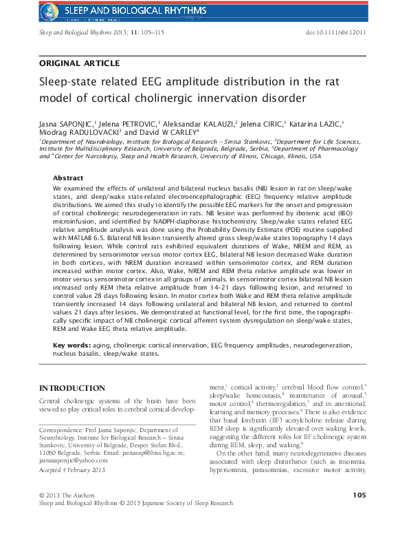 (PDF) Sleep-state related EEG amplitude distribution in the rat model ...
