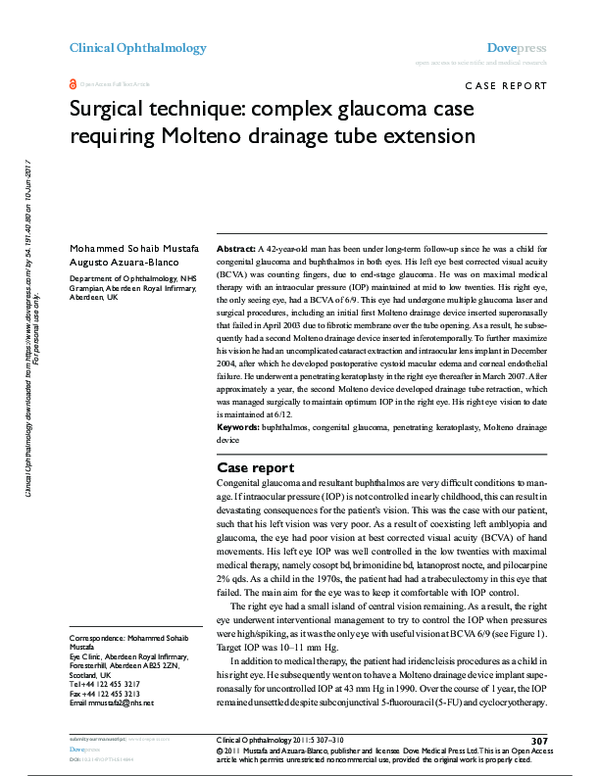 (PDF) Surgical technique: complex glaucoma case requiring Molteno ...