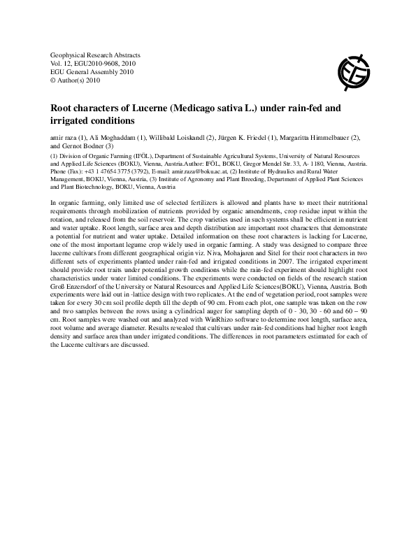 (PDF) Root characters of Lucerne (Medicago sativa L.) under rain-fed ...