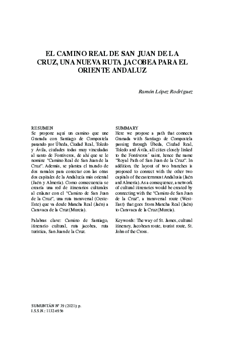 (PDF) El Camino Real San Juan de la Cruz, una nueva ruta Jacobea para ...