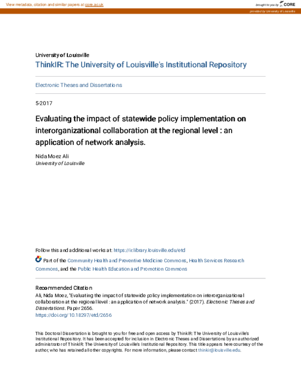 (PDF) Evaluating the impact of statewide policy implementation on interorganizational ...