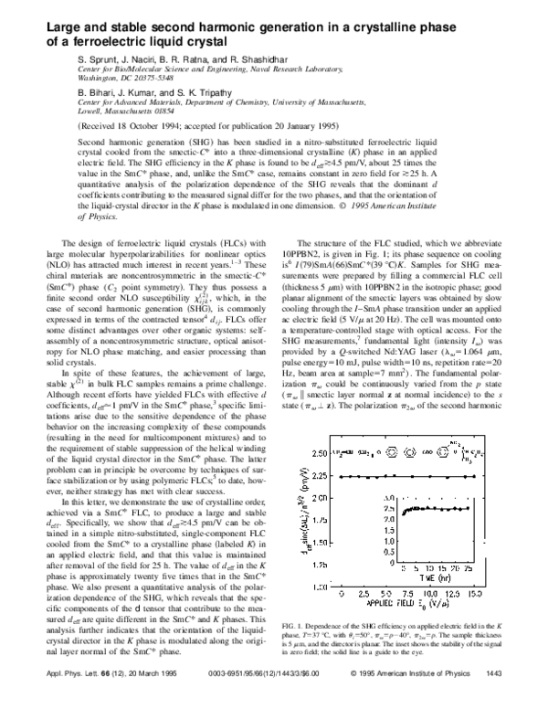 (PDF) Large and stable second harmonic generation in a crystalline ...