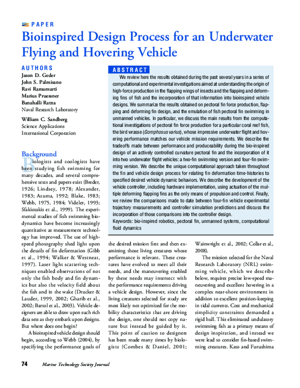 (PDF) Bioinspired Underwater Vehicle Design from Fish and Insects
