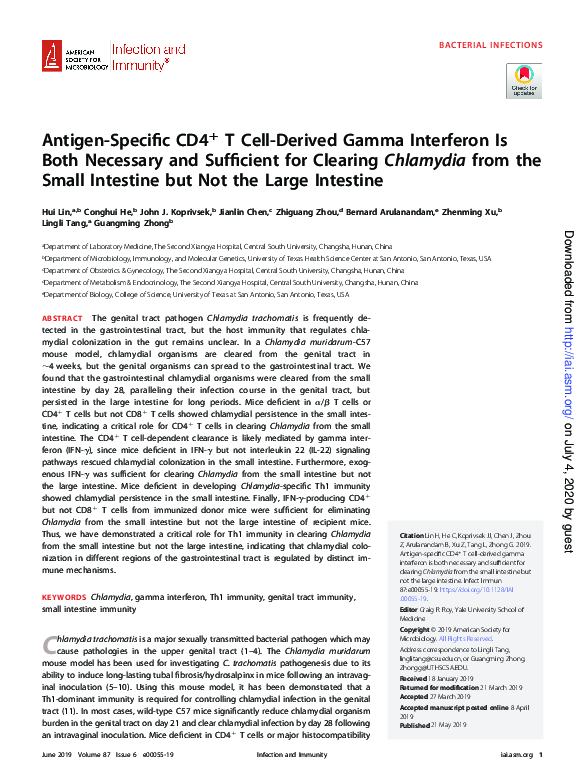 (PDF) Antigen-Specific CD4 + T Cell-Derived Gamma Interferon Is Both Necessary and Sufficient ...