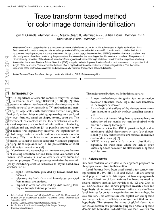 (PDF) Trace Transform Based Method for Color Image Domain Identification