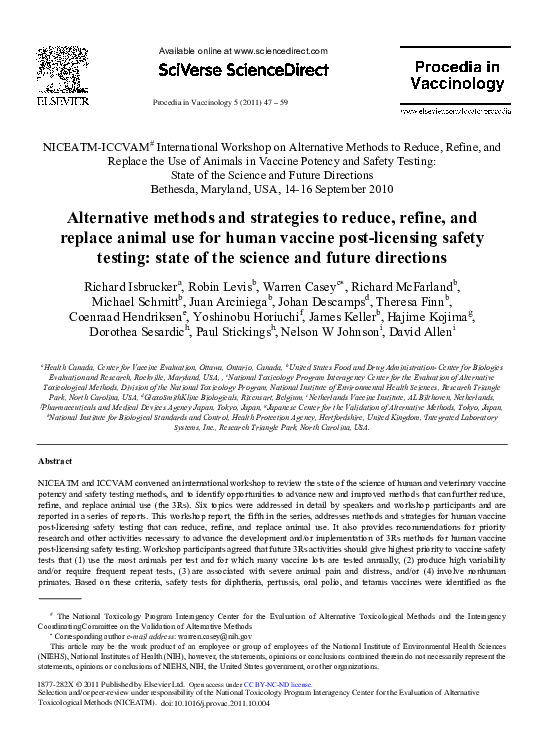 (PDF) Alternative methods and strategies to reduce, refine, and replace ...