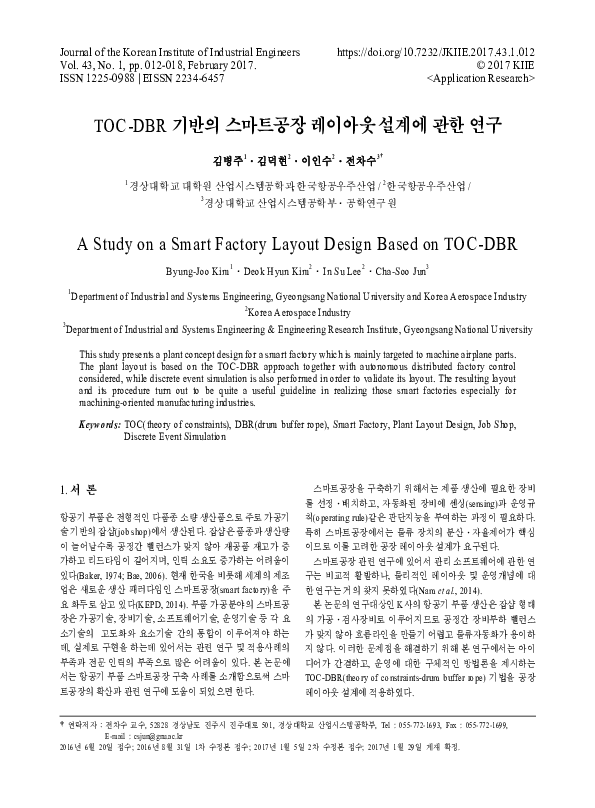 (PDF) A Study on a Smart Factory Layout Design Based on TOC-DBR