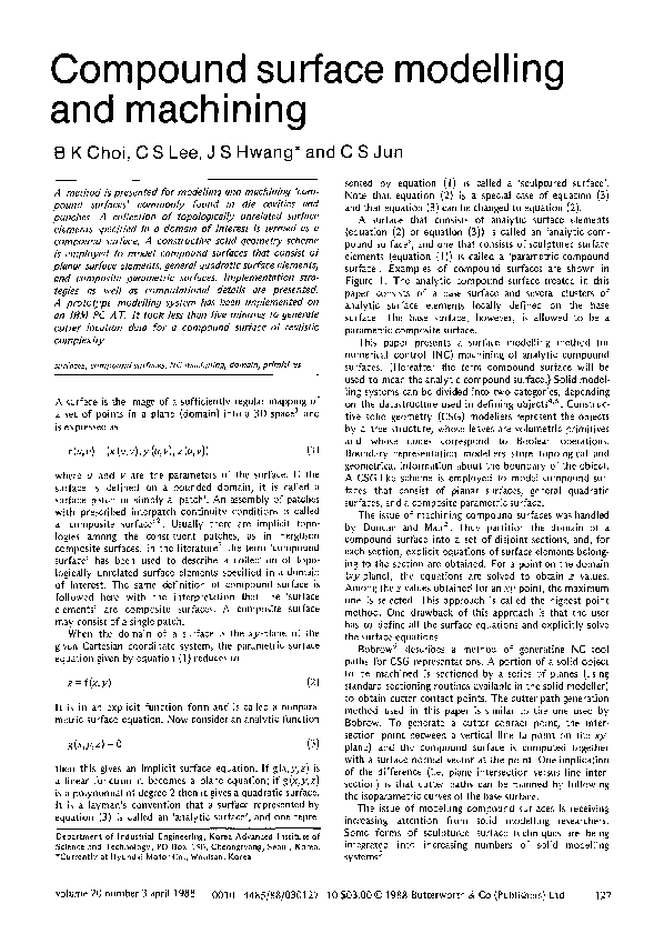 (PDF) Compound surface modelling and machining