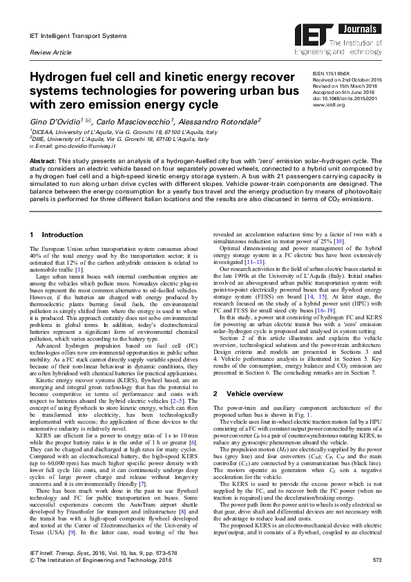 (PDF) Hydrogen fuel cell and kinetic energy recover systems ...